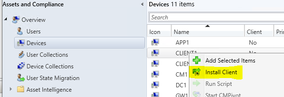 SCCM – install client – AC-Tech
